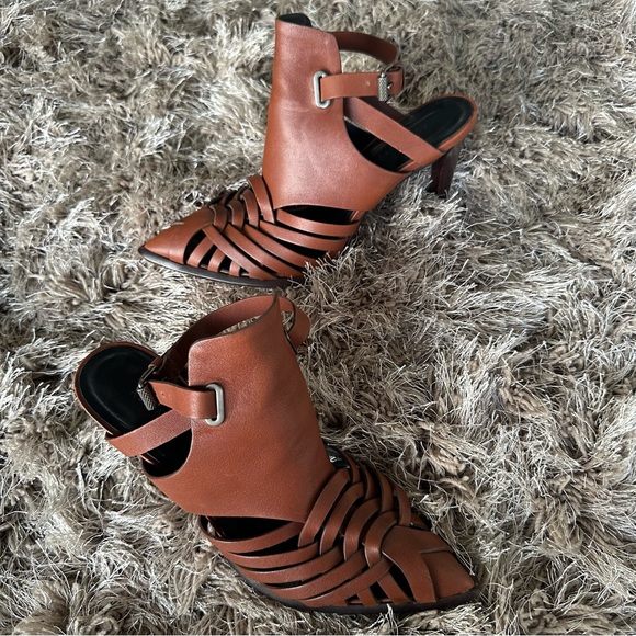 Shoes | All Saints Tao Brick Brown Heels | Poshmark